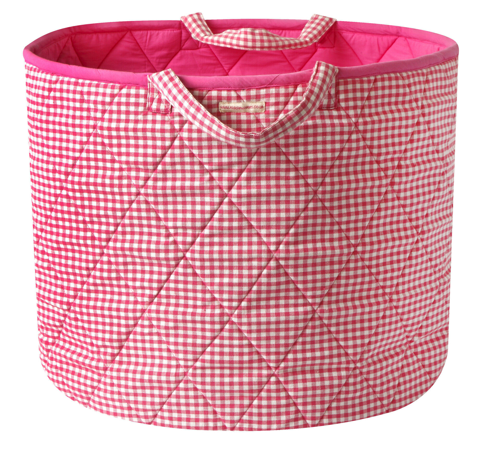 Gingham Toy Basket (Pink) - Kiddiewinkles (PINKGTB) | Per Sempre Toys